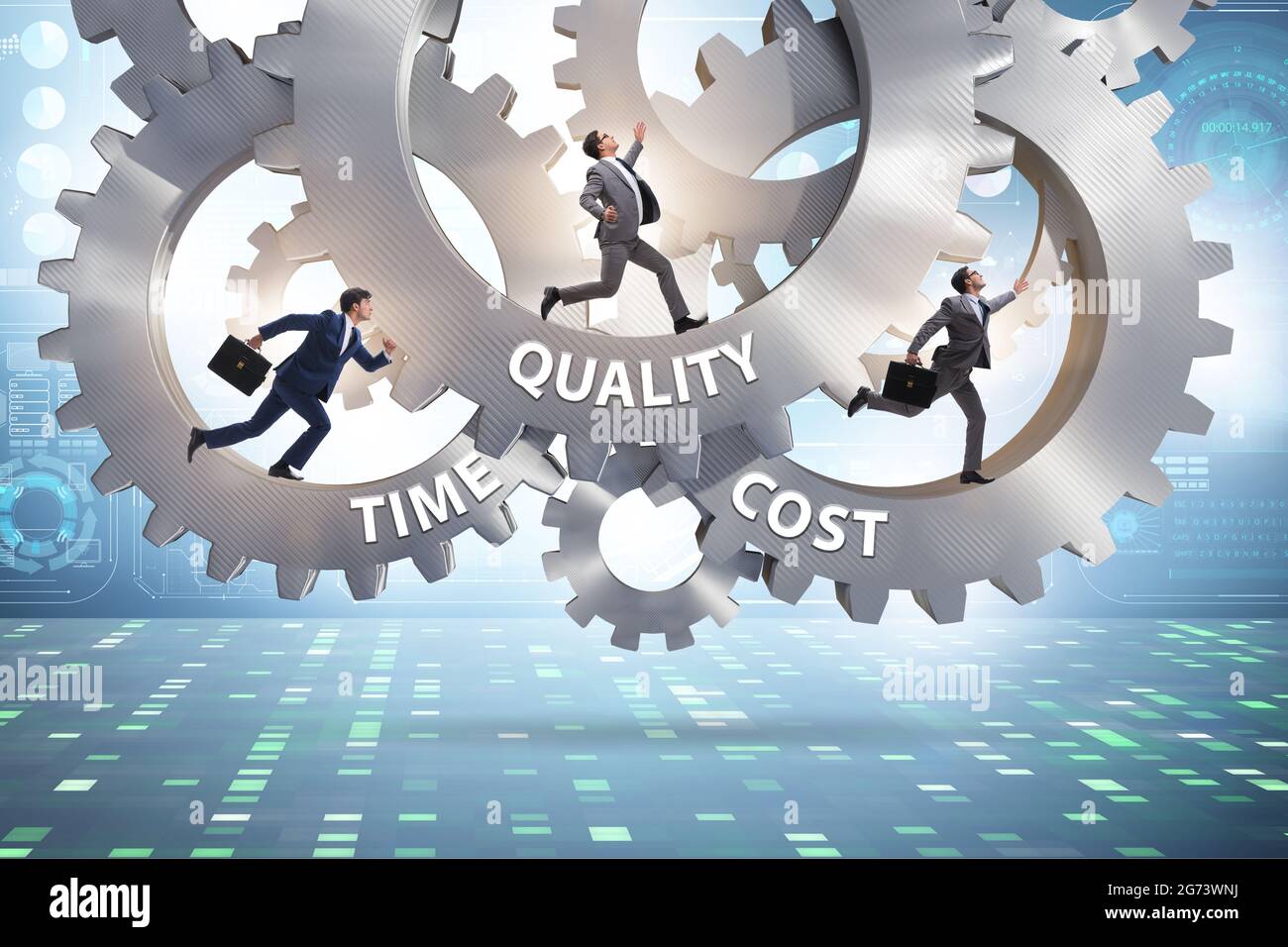Concept of efficiency with cost time and the quality Stock Photo - Alamy