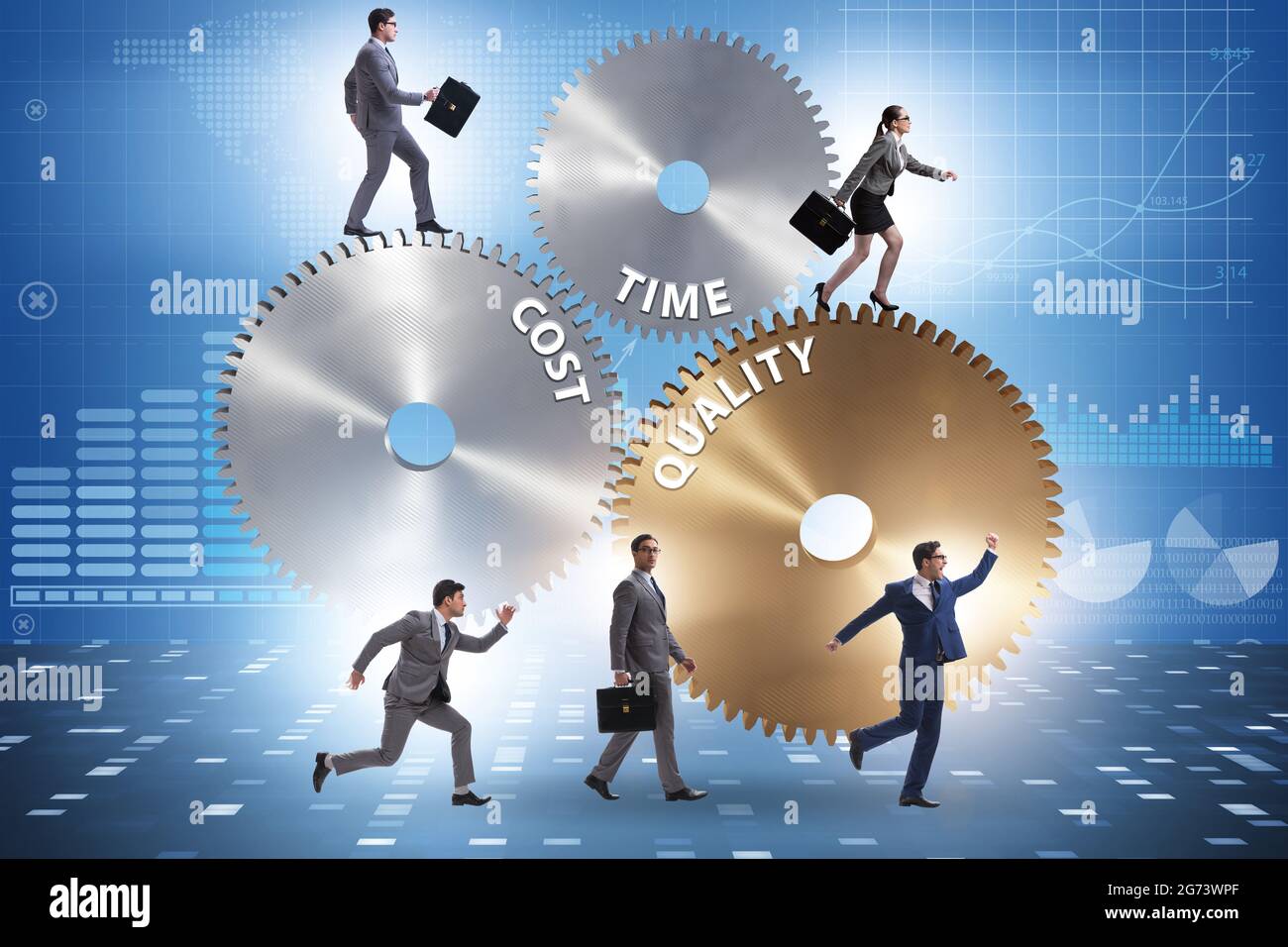 Concept of efficiency with cost time and the quality Stock Photo - Alamy