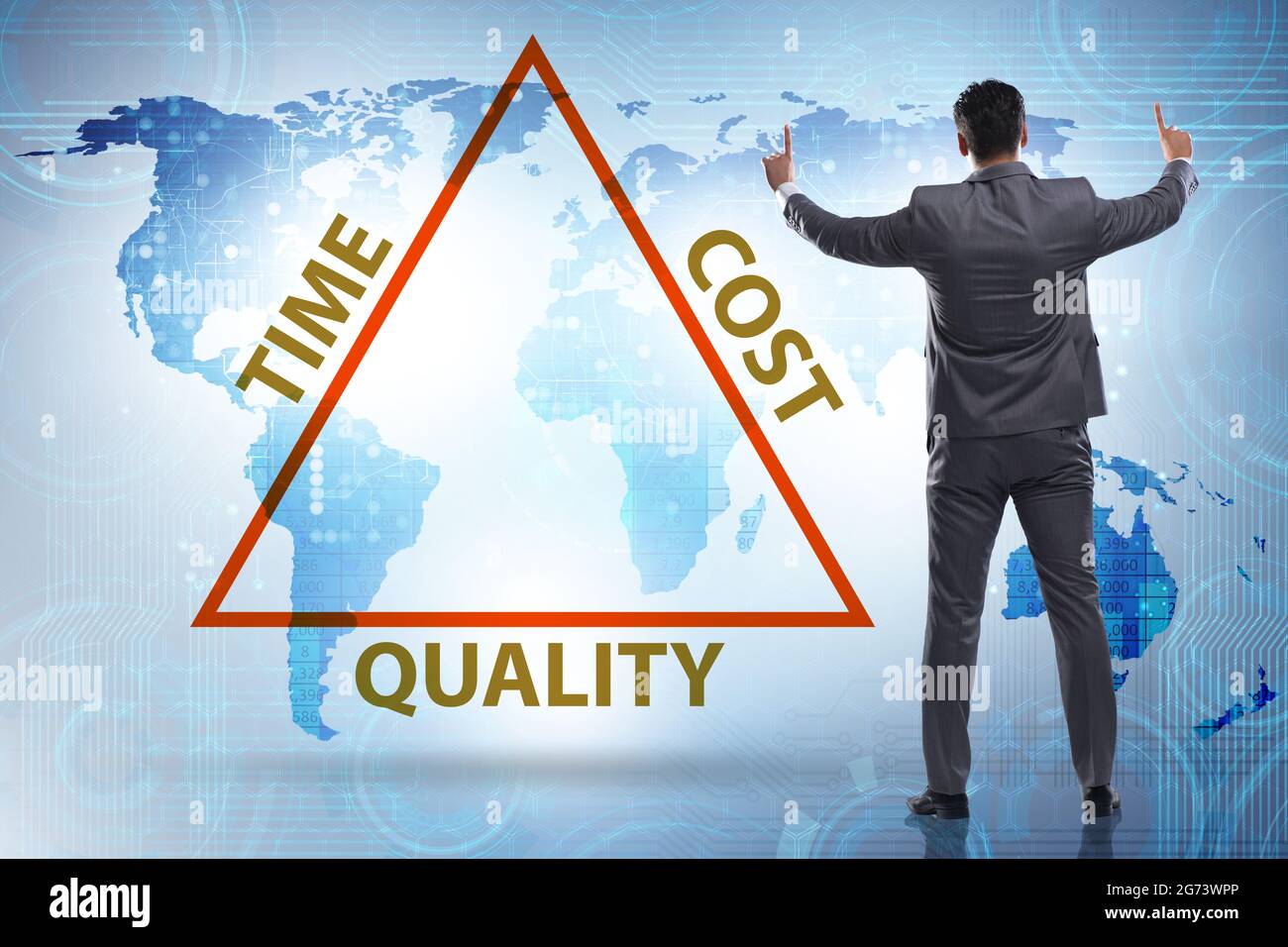 Concept of efficiency with cost time and the quality Stock Photo - Alamy