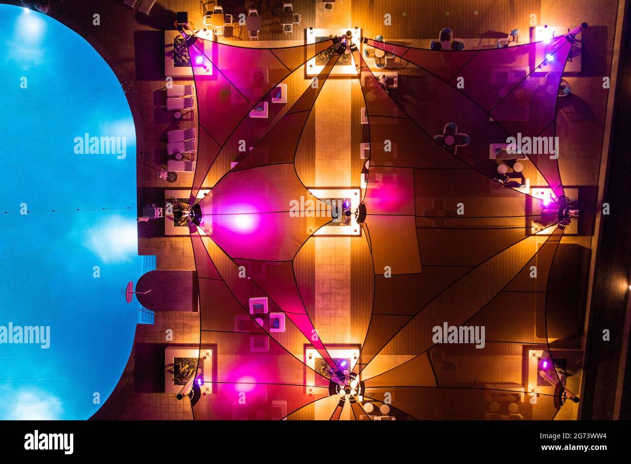 Aerial view of the infinity pool at night Stock Photo - Alamy