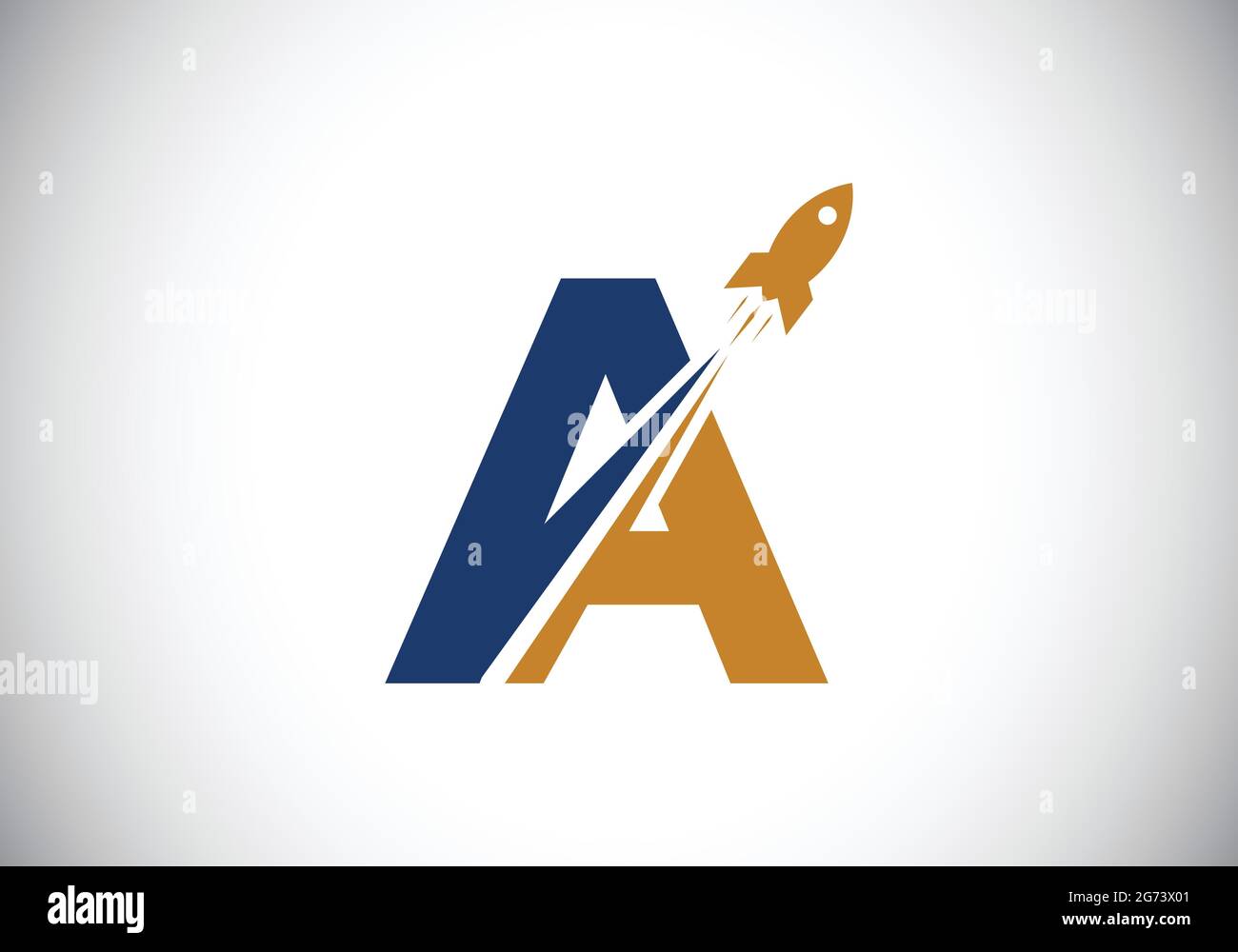 Initial A monogram letter alphabet with a Rocket logo design. Rocket ...