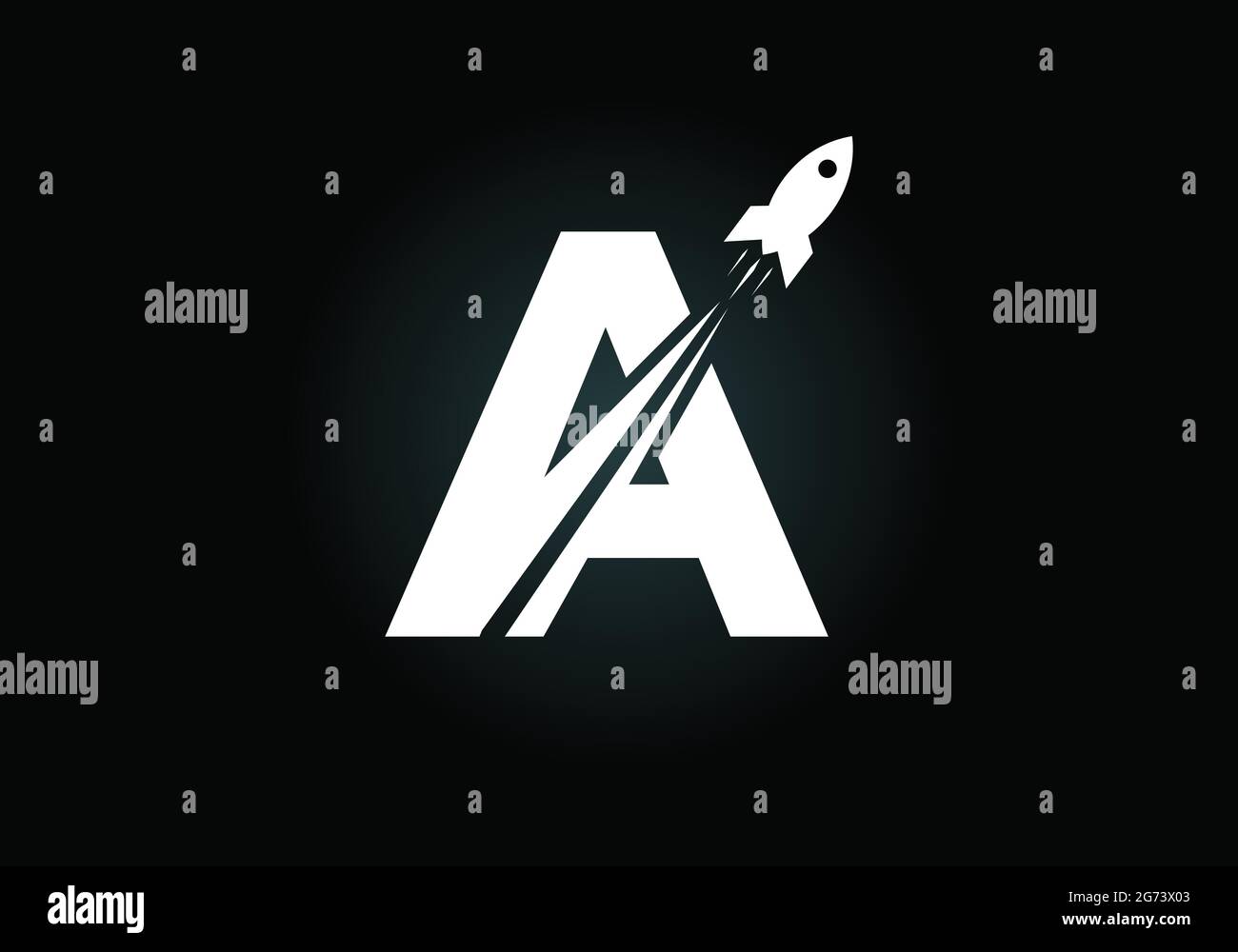 Initial A monogram letter alphabet with a Rocket logo design. Rocket ...