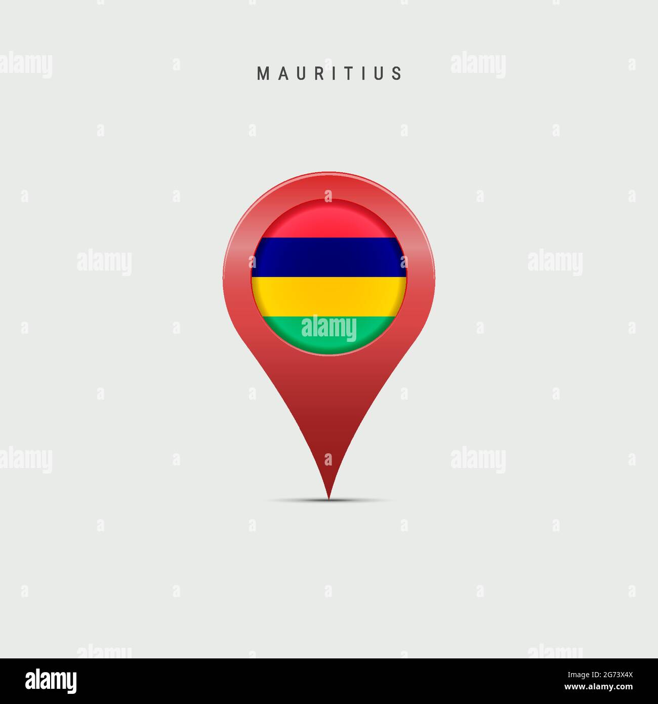 Teardrop map marker with flag of Mauritius. Mauritian flag inserted in ...