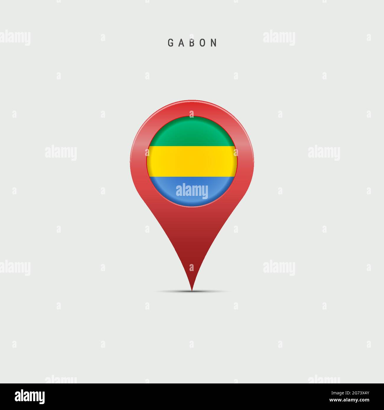 Teardrop map marker with flag of Gabon. Gabonese flag inserted in the location map pin. Vector ...