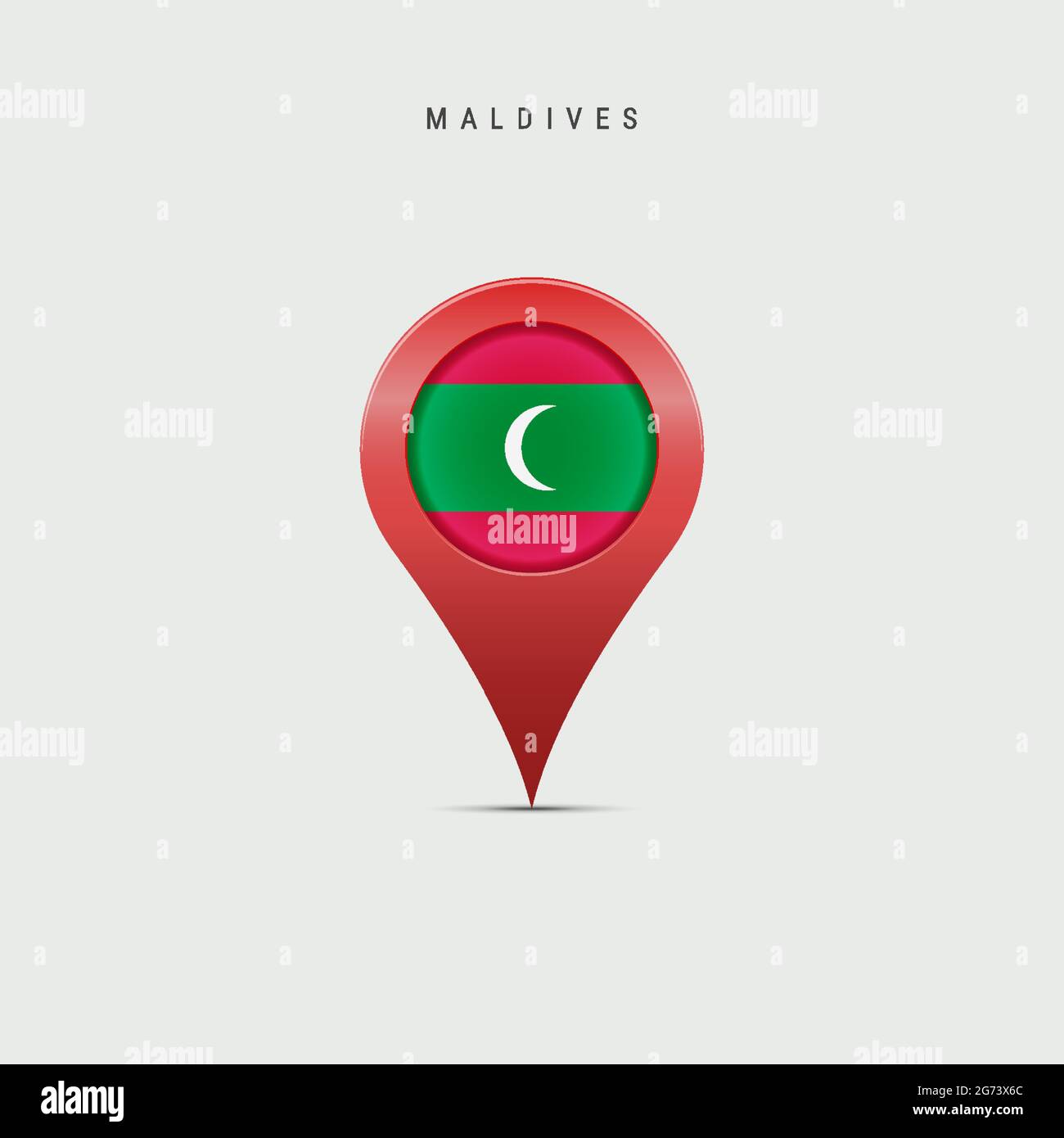 Teardrop map marker with flag of Maldives. Maldivian flag inserted in ...