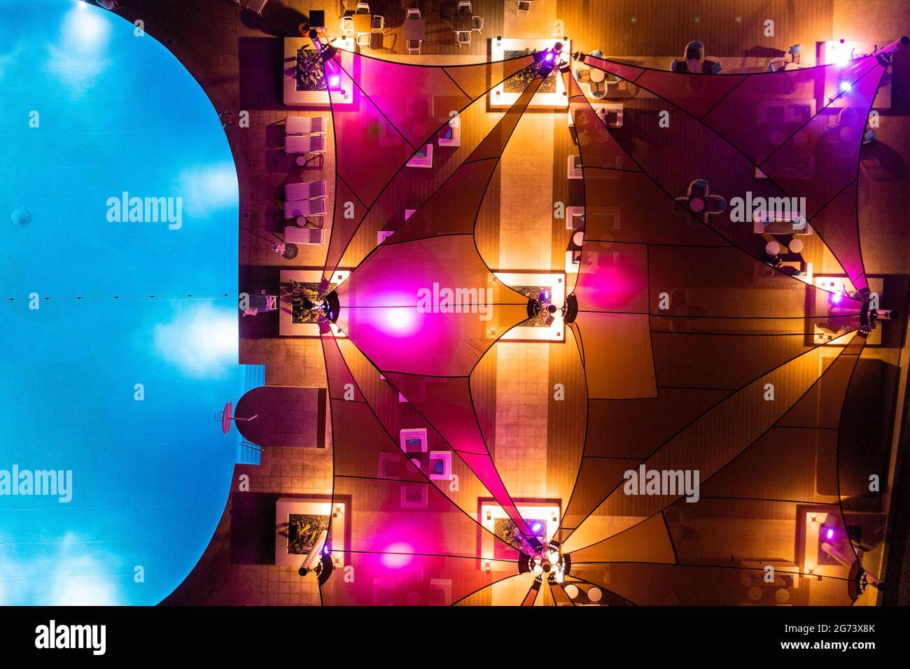 Aerial view of the infinity pool at night Stock Photo - Alamy