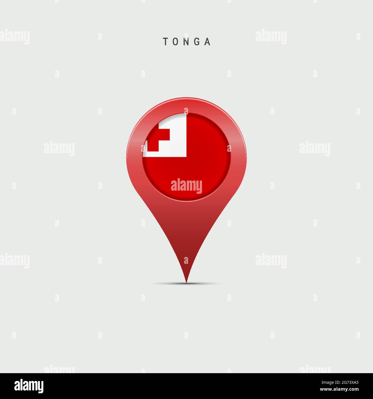 Teardrop map marker with flag of Tonga. Tongan flag inserted in the ...