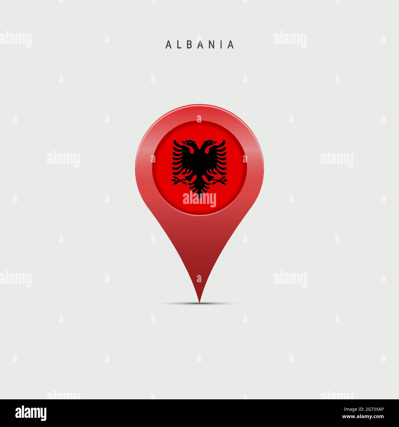 Teardrop map marker with flag of Albania. Albanian flag inserted in the ...