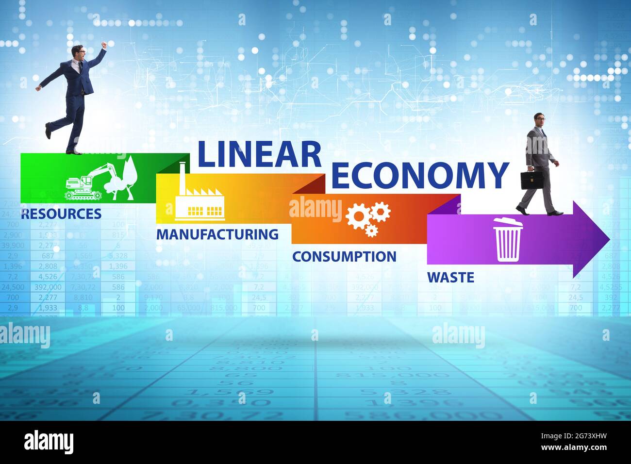 Concept of linear economy with the businessman Stock Photo - Alamy