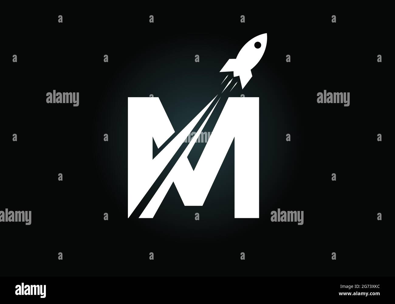 Initial M monogram letter alphabet with a Rocket logo design. Rocket ...