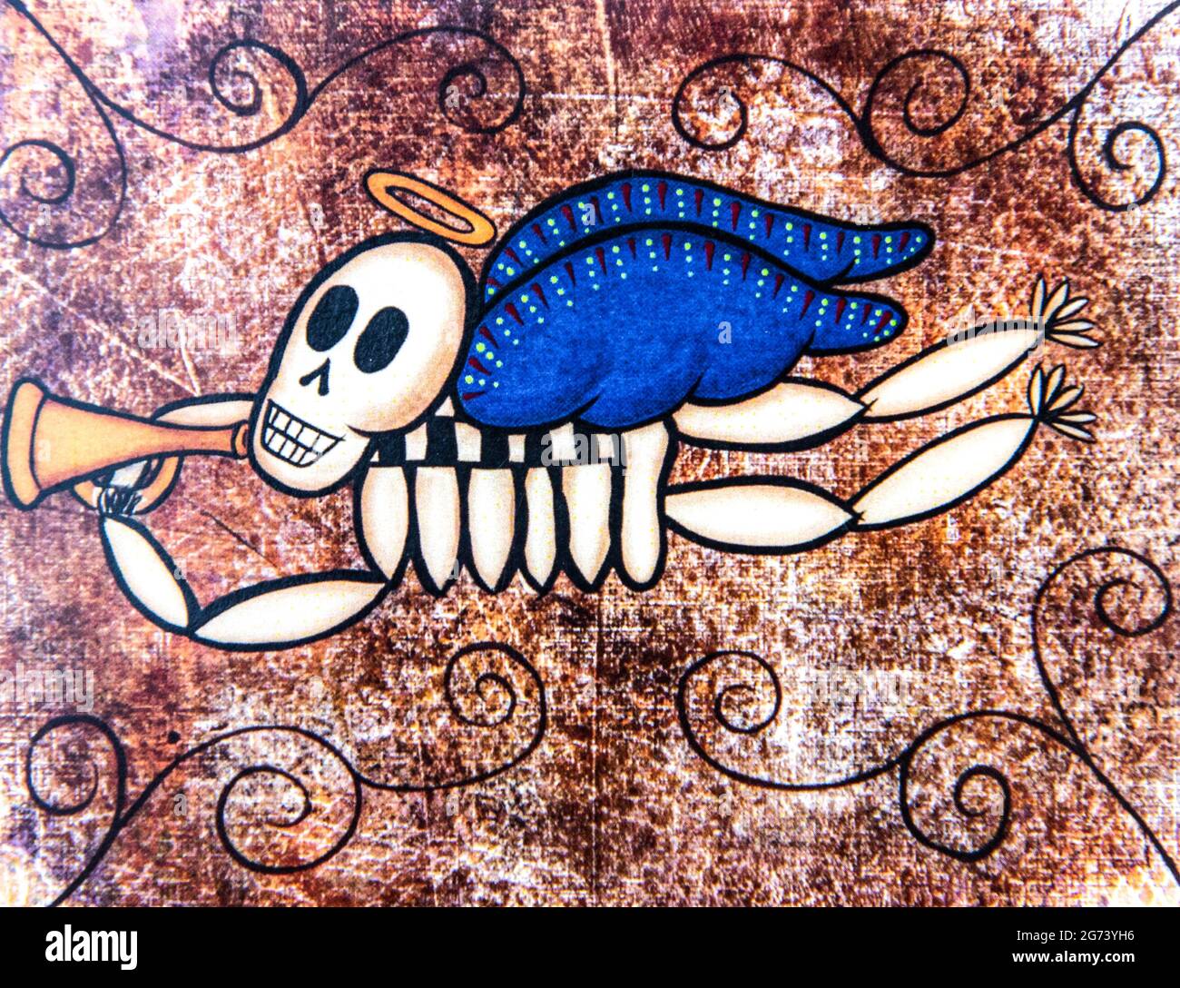 Day of the Dead image; photographic illustration; an angel skeleton ...