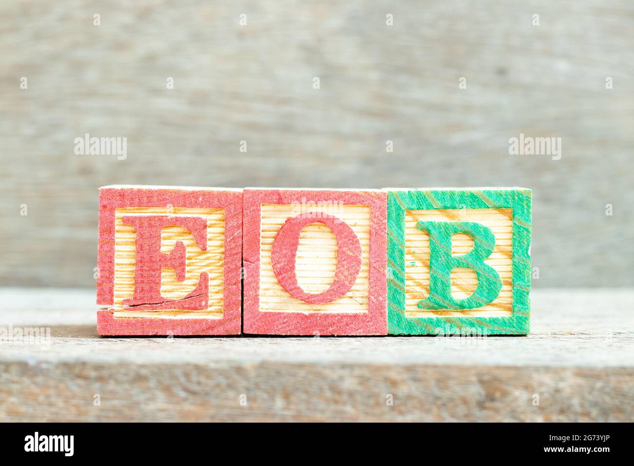 Color alphabet letter block in word EOB (Abbreviation of end of ...