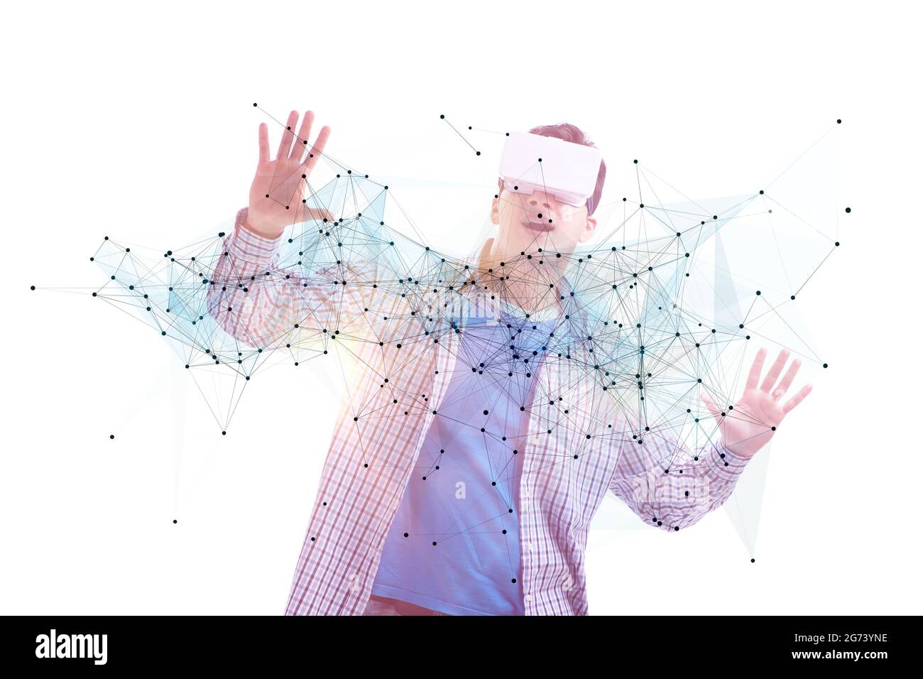 Man in neural network concept with the VR glasses Stock Photo - Alamy