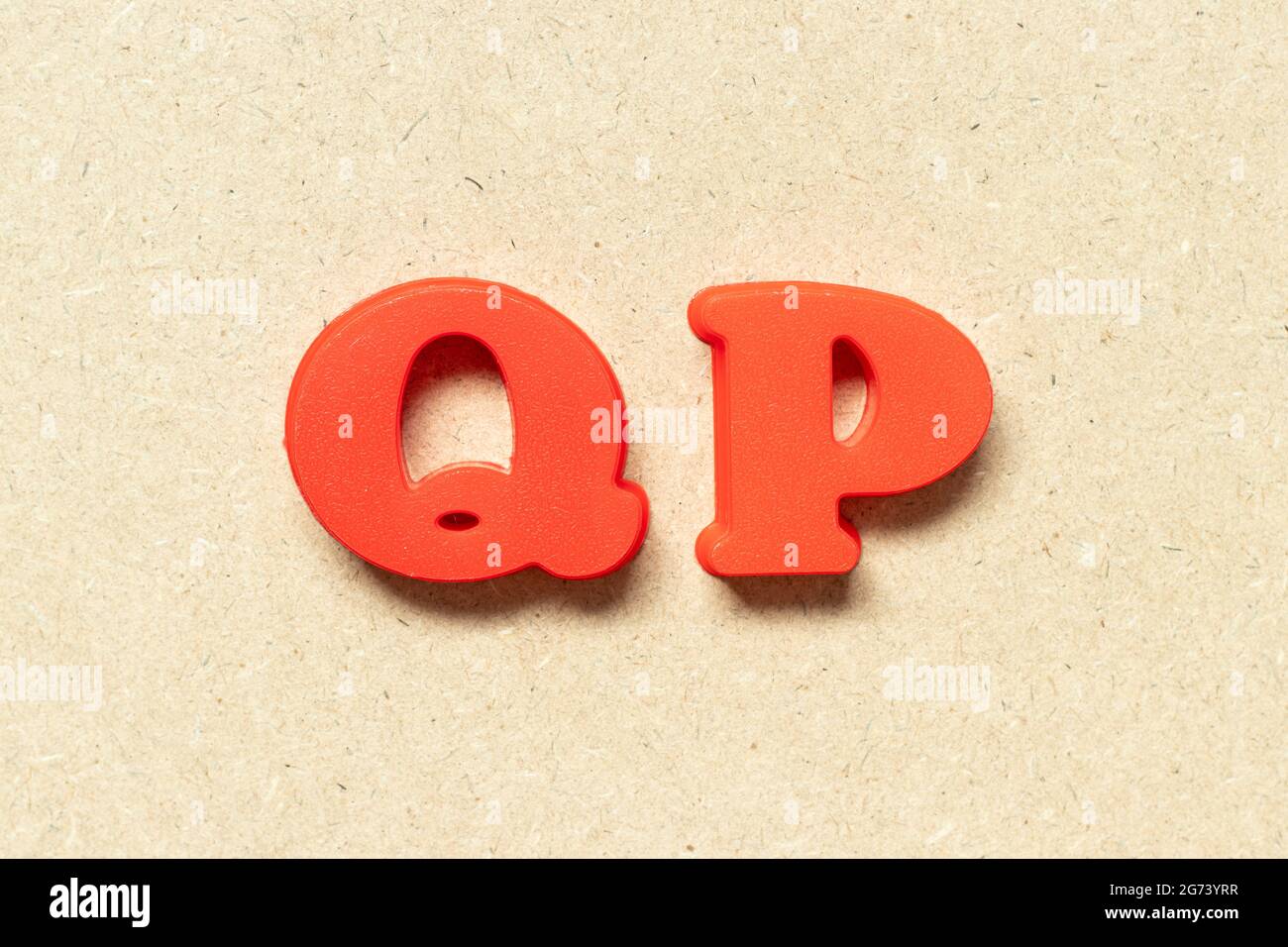 Plastic alphabet letter in word QP (Abbreviation of Quality procedure ...