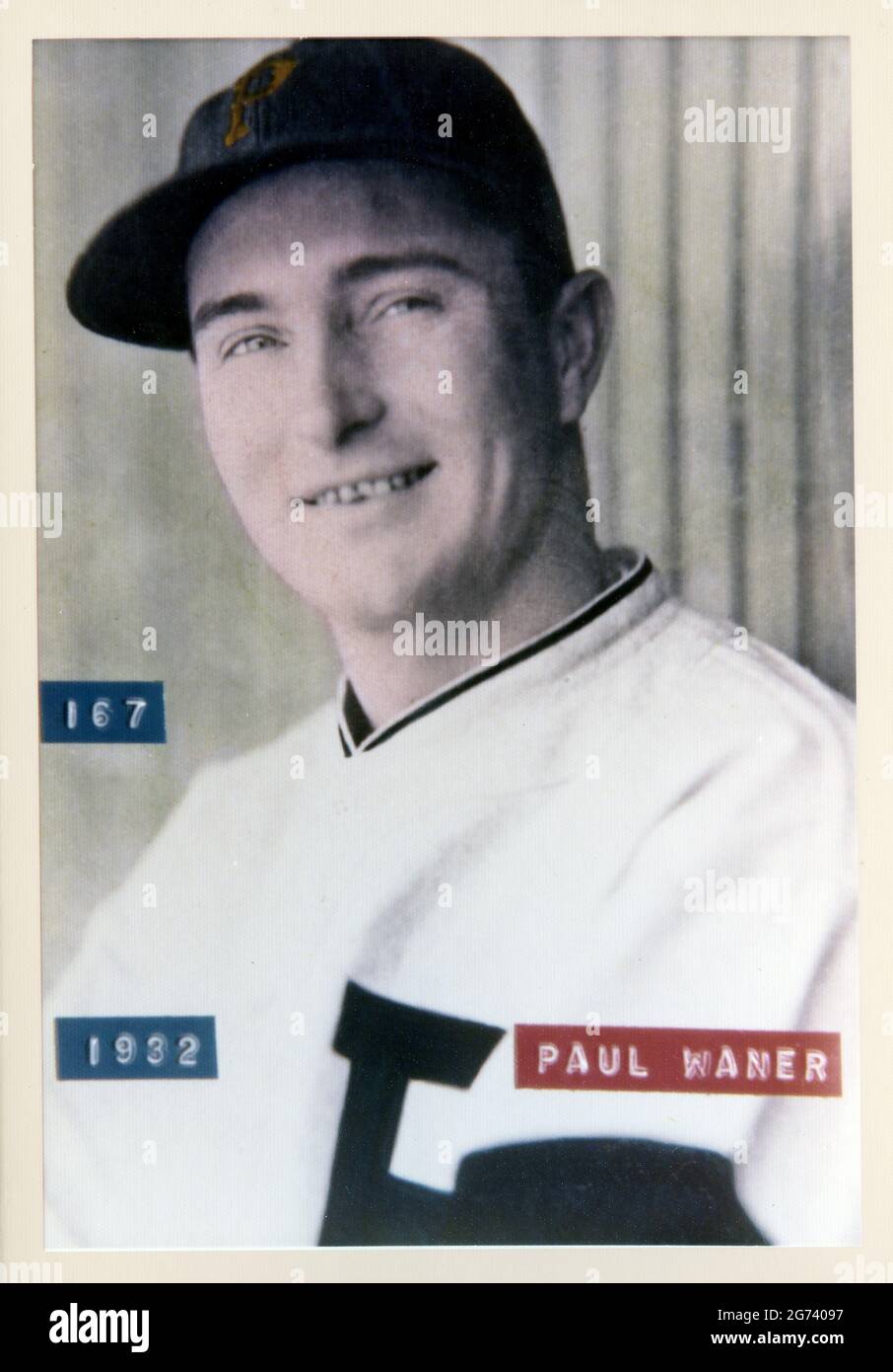 Antique photo/ baseball card of Hall of Fame player Paul Waner with the ...