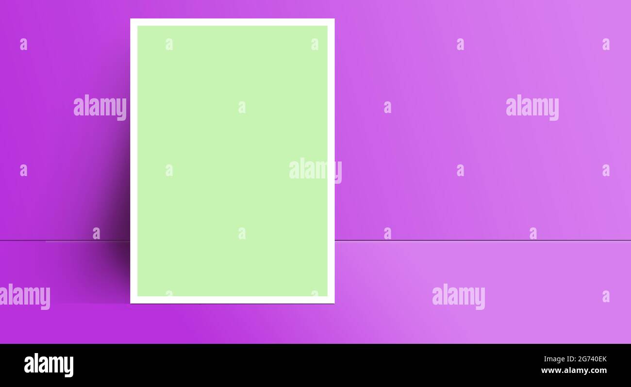 Green Blank Poster on Light Purple background. one Vertical picture ...