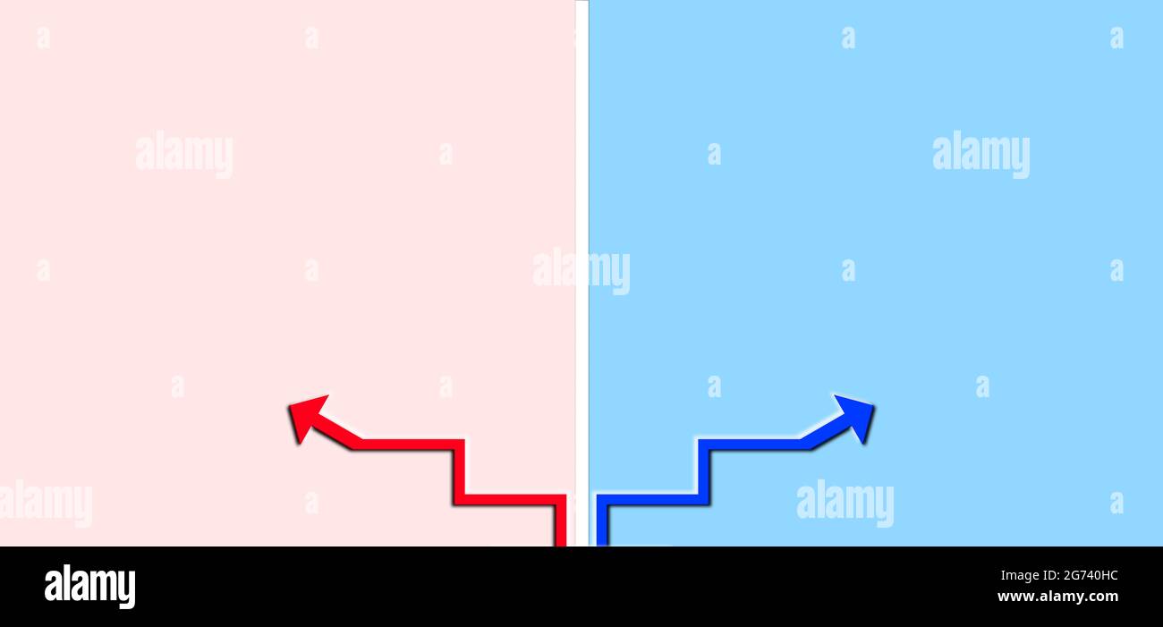 Two Arrow Rising in opposite Direction on different background. 2 parts ...
