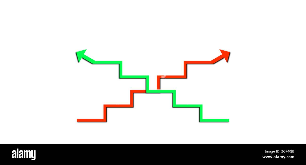 Opposite directions direction Cut Out Stock Images & Pictures - Alamy