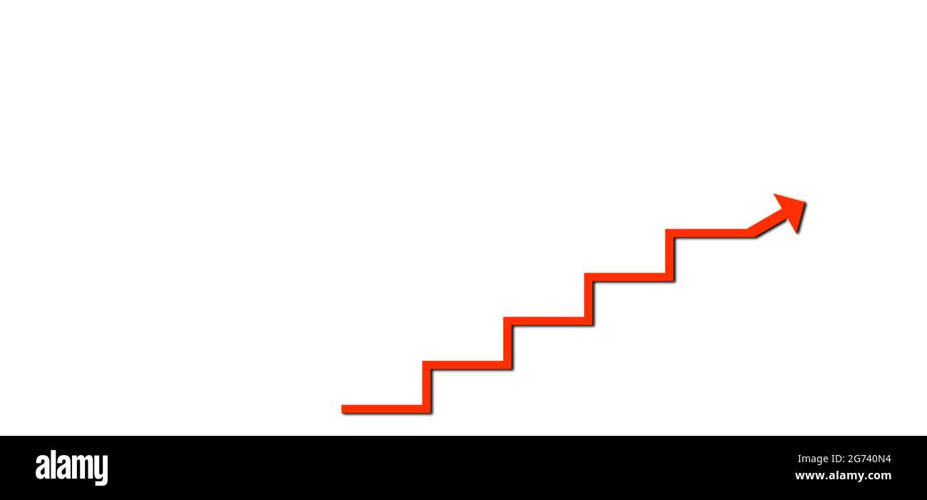 Red arrow rising graph on white background. Growth concept 3D ...