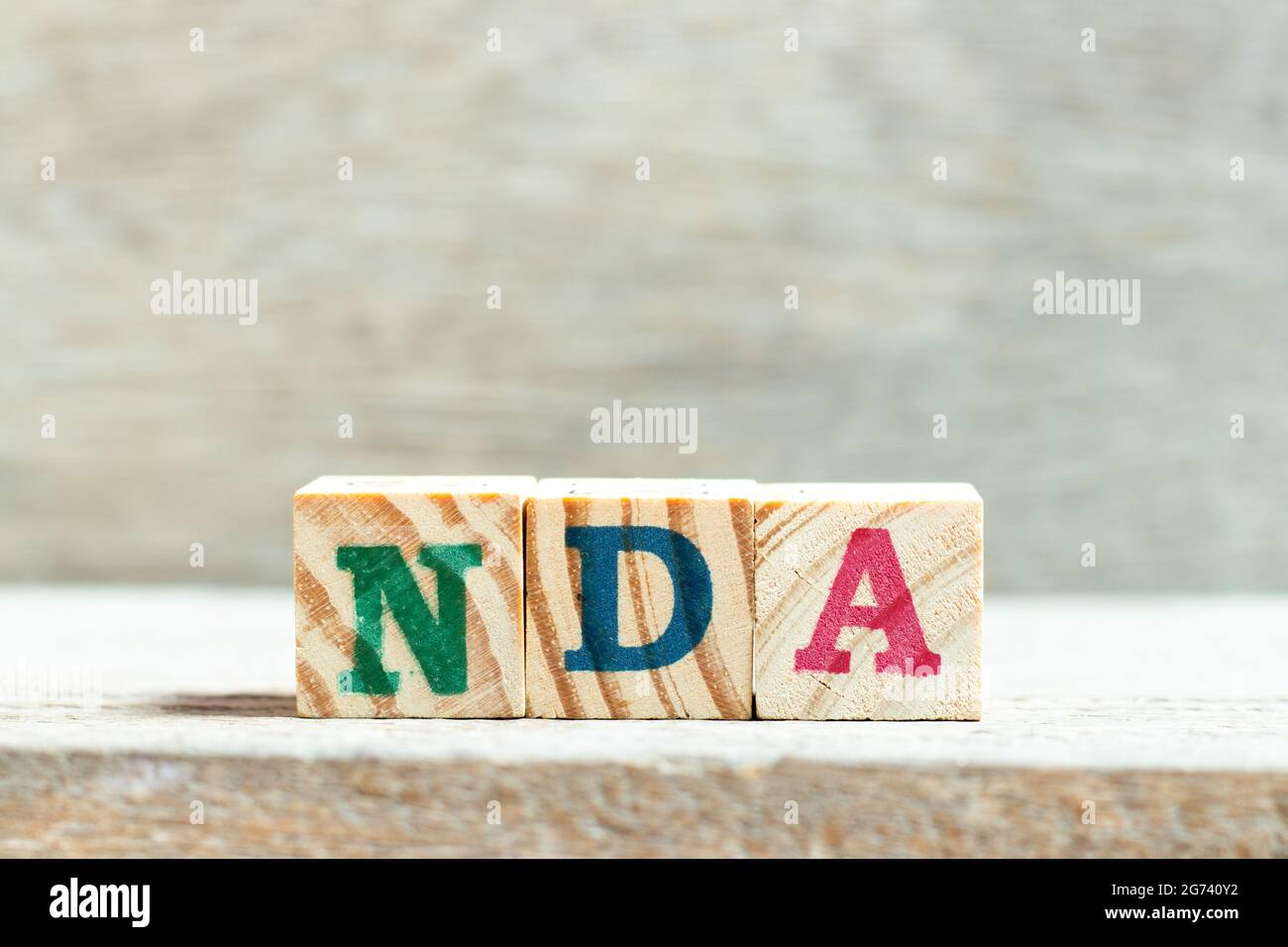 Alphabet letter block in word NDA (Abbreviation of Non disclosure ...