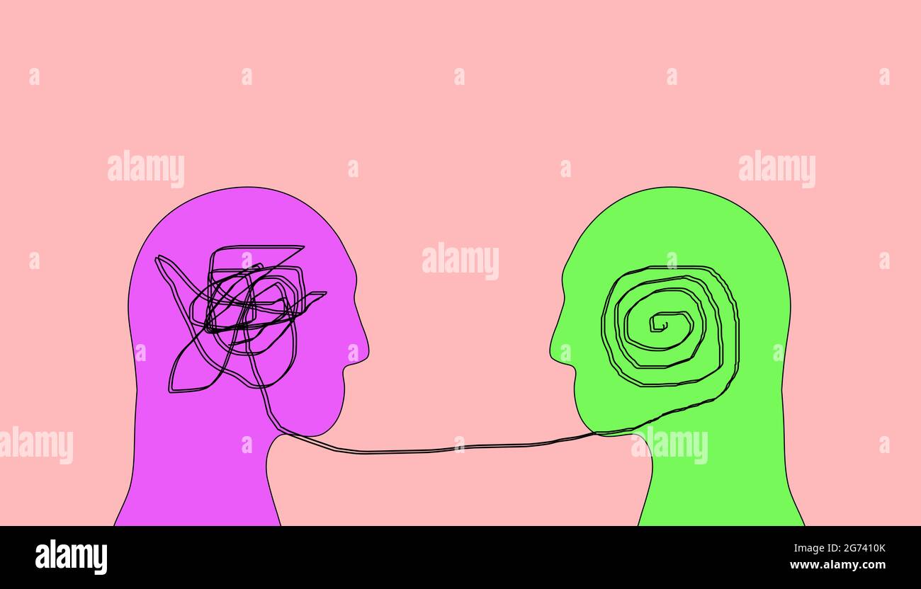 Psychologist and Patient Communication Concept. Two Human Brain in ...