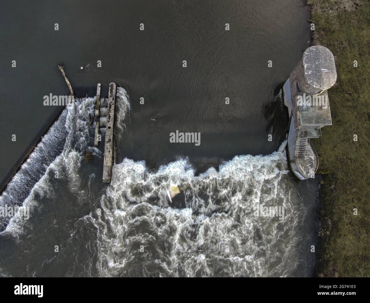 Bird's eye view of a drone photo in the Ruhrgebiet, Germany. It shows a ...