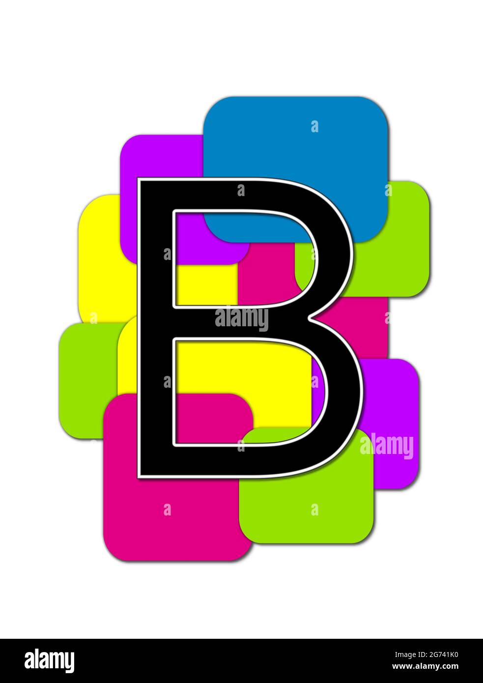 The letter B, in the alphabet set "Geometric" is black and rimmed in ...
