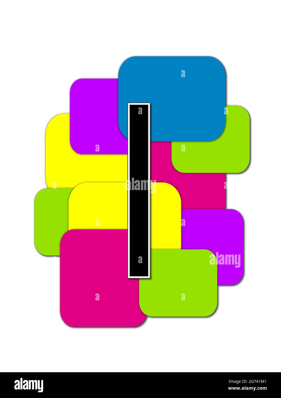 The letter I, in the alphabet set "Geometric" is black and rimmed in ...