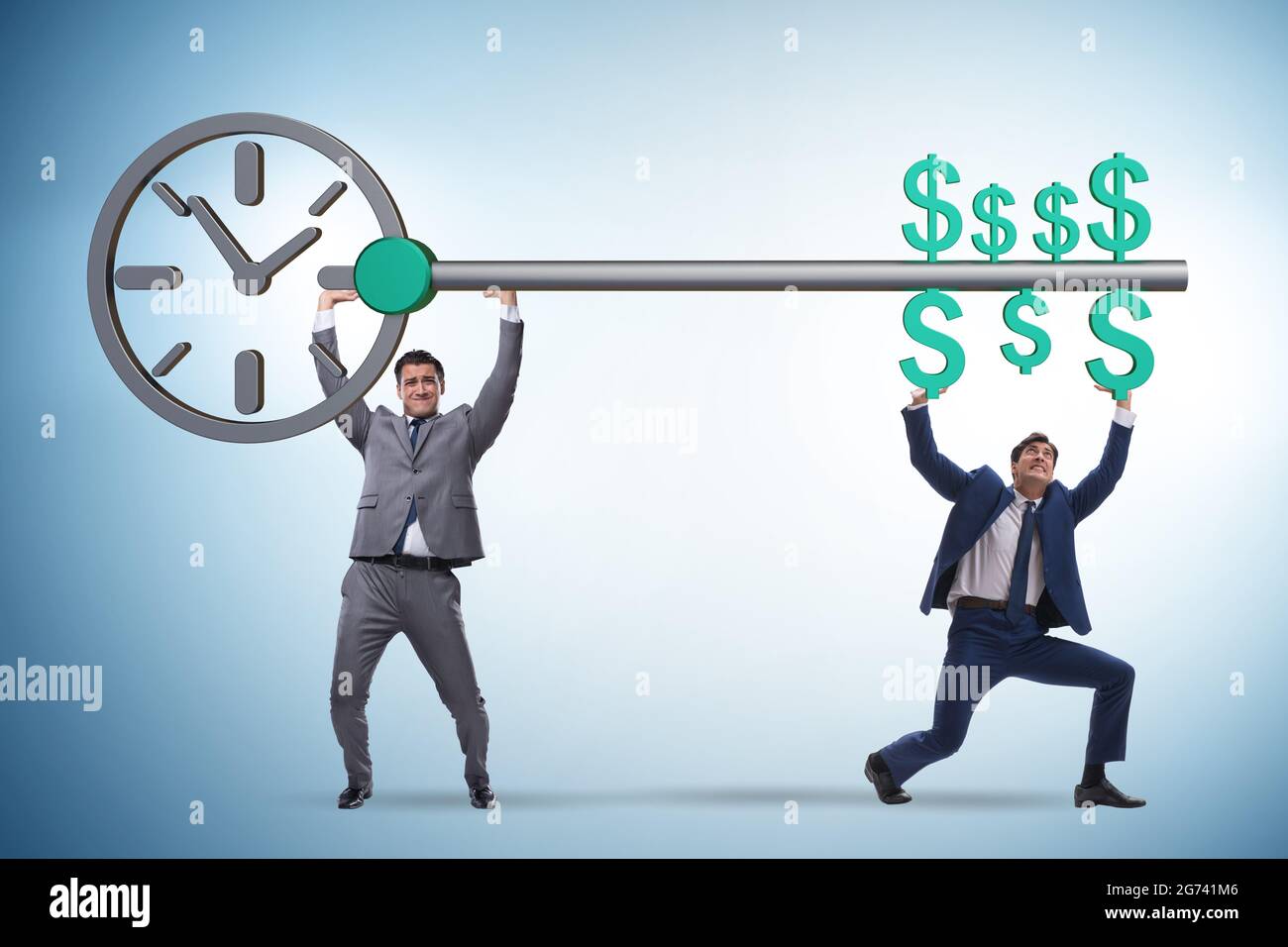 Time is money concept with the businessman and key Stock Photo - Alamy