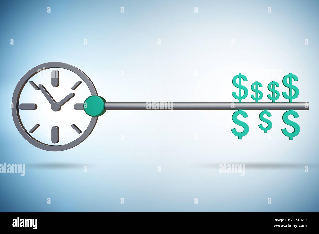 Time is money concept with the large key Stock Photo - Alamy