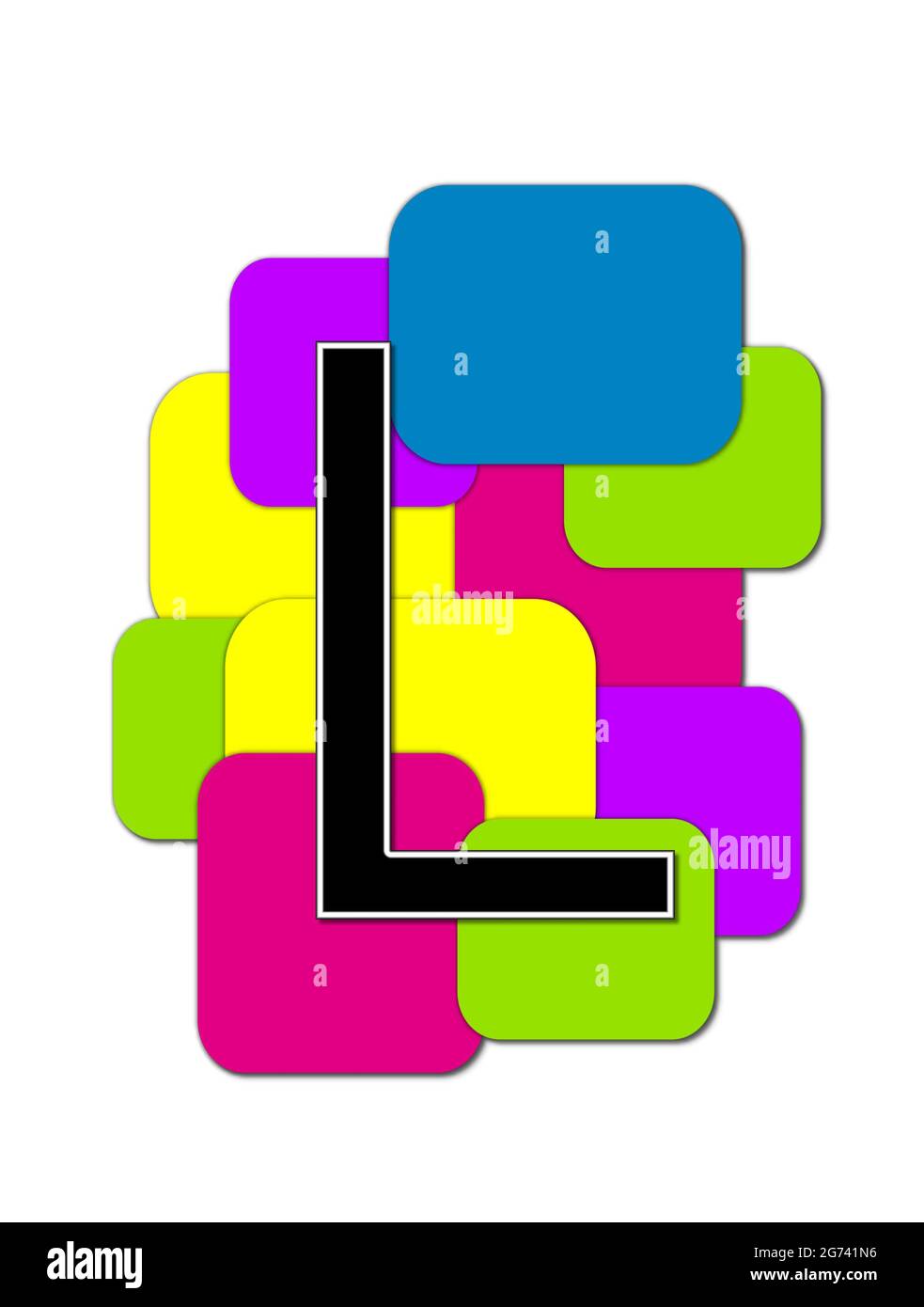 The letter L, in the alphabet set "Geometric" is black and rimmed in ...