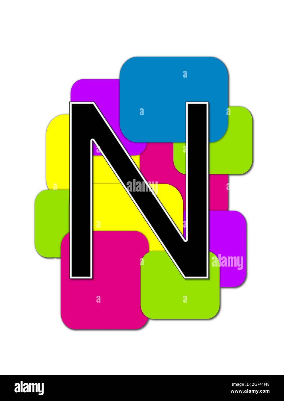 The letter N, in the alphabet set "Geometric" is black and rimmed in ...