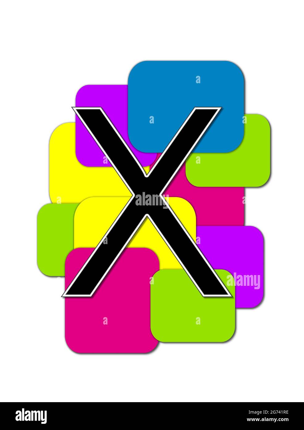 The letter X, in the alphabet set "Geometric" is black and rimmed in ...