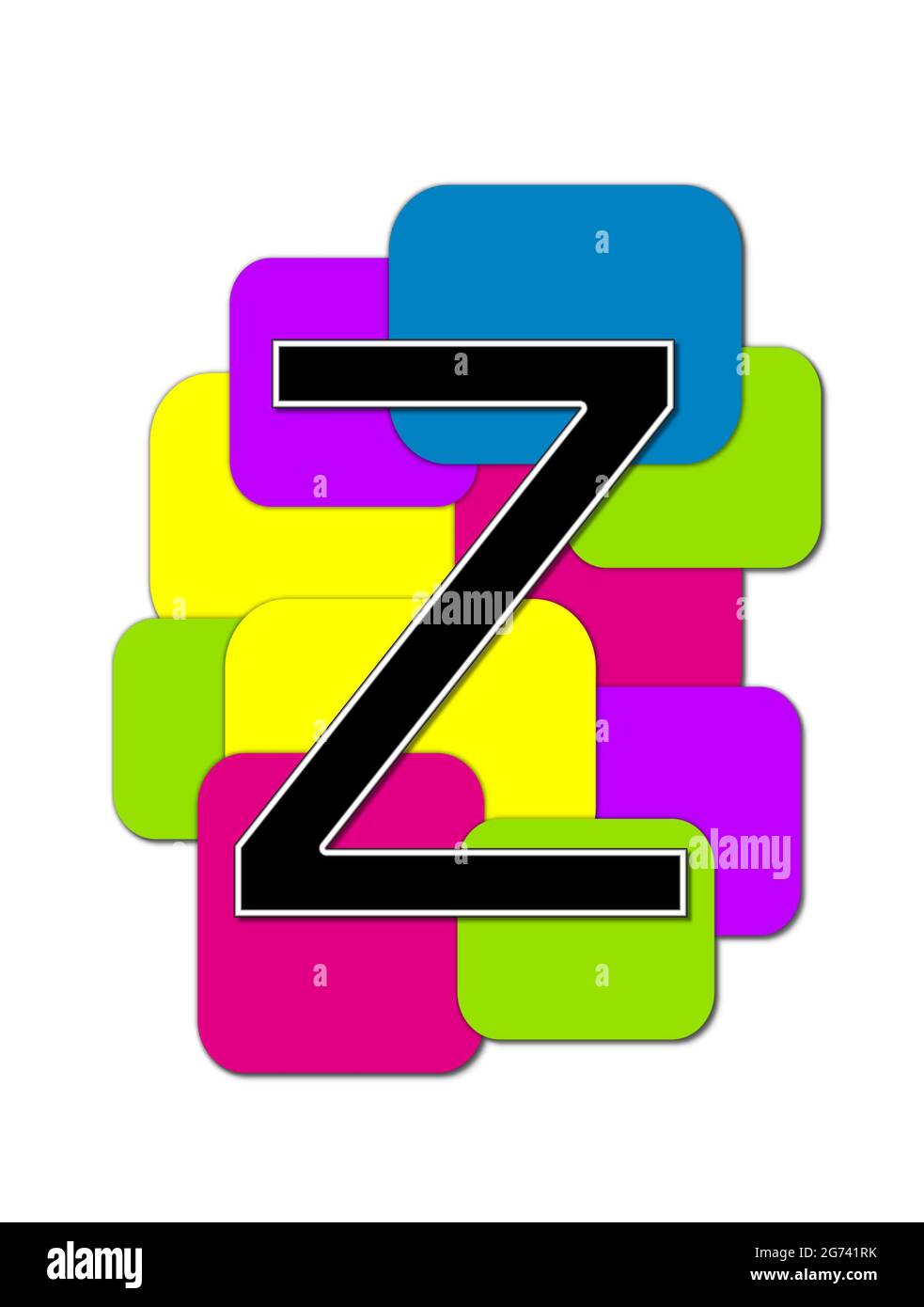 The letter Z, in the alphabet set "Geometric" is black and rimmed in ...