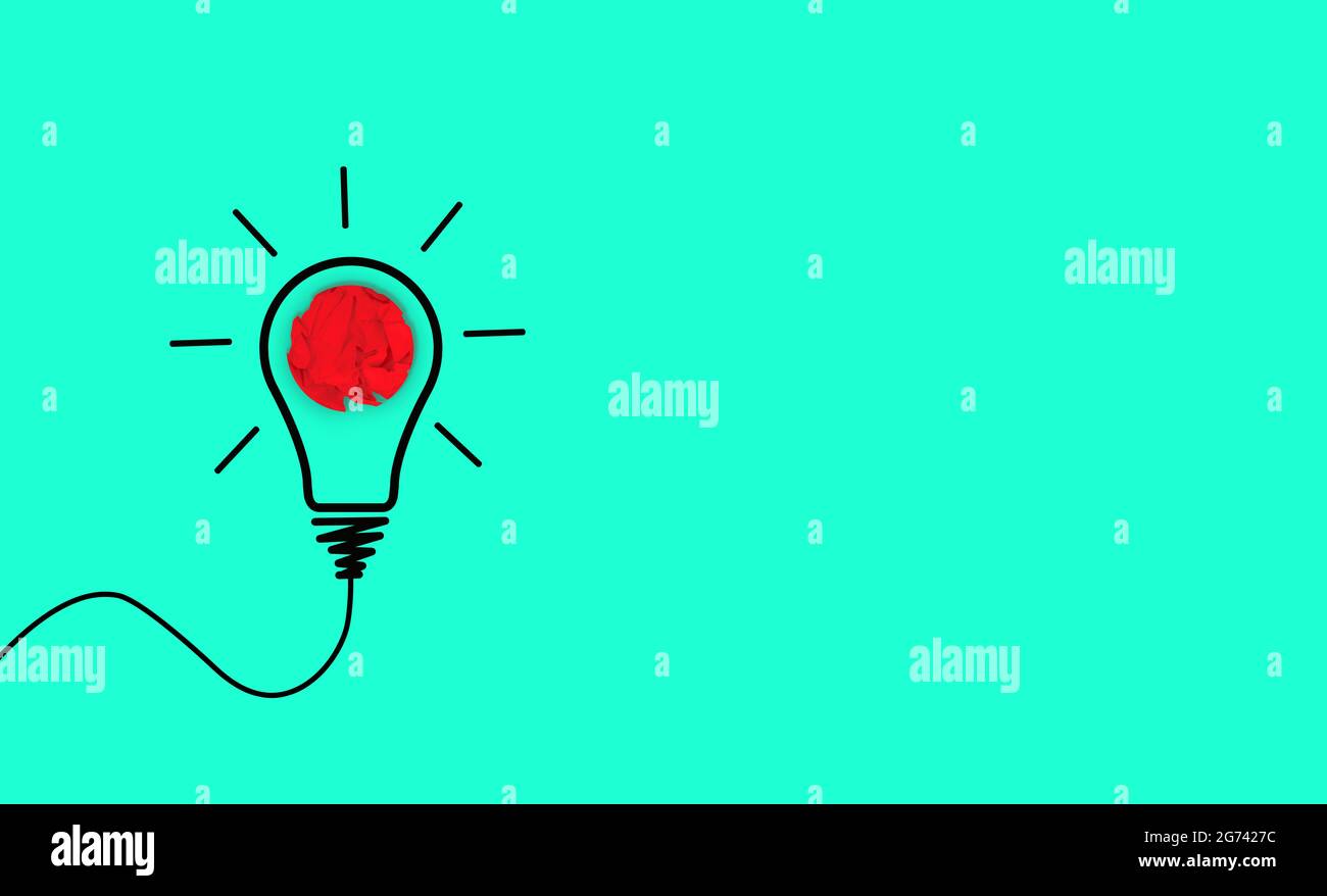 Creative idea Bulb Concept. red paper scrap color with light bulb ...