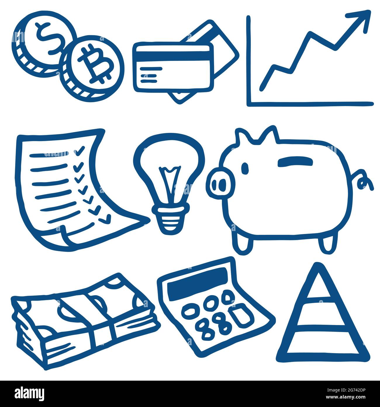 Finance and Economy Doodle Icons. Sketch Hand Drawn Drawing Design ...