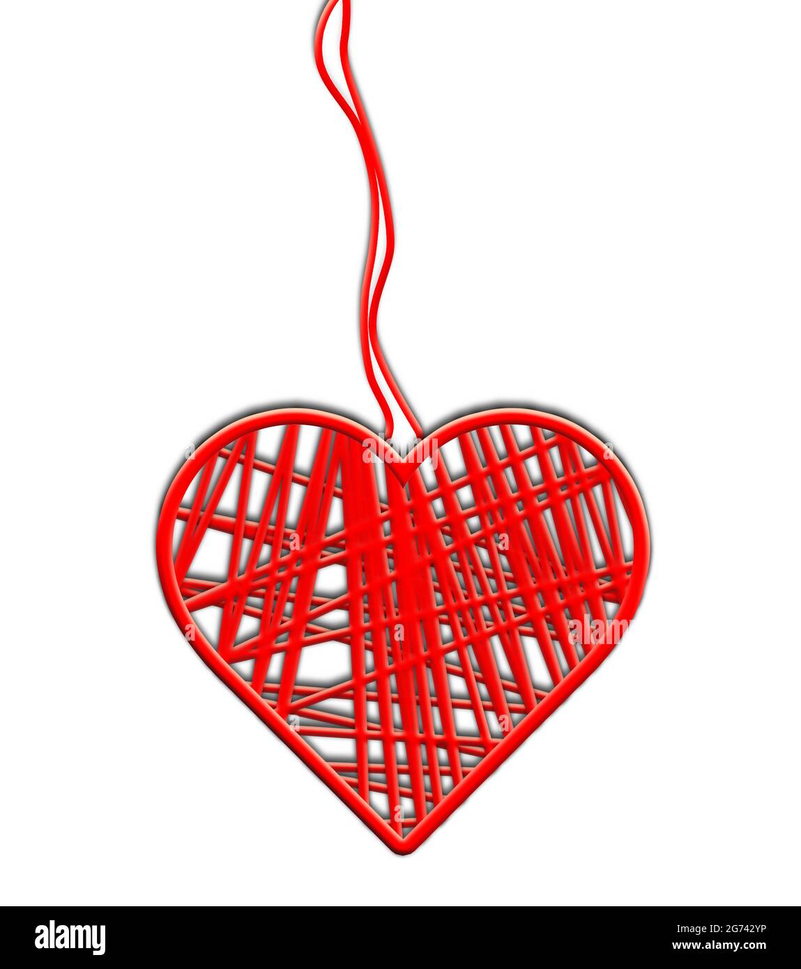 Red Heart Shape Made By Lines Isolated On white background. 3D ...