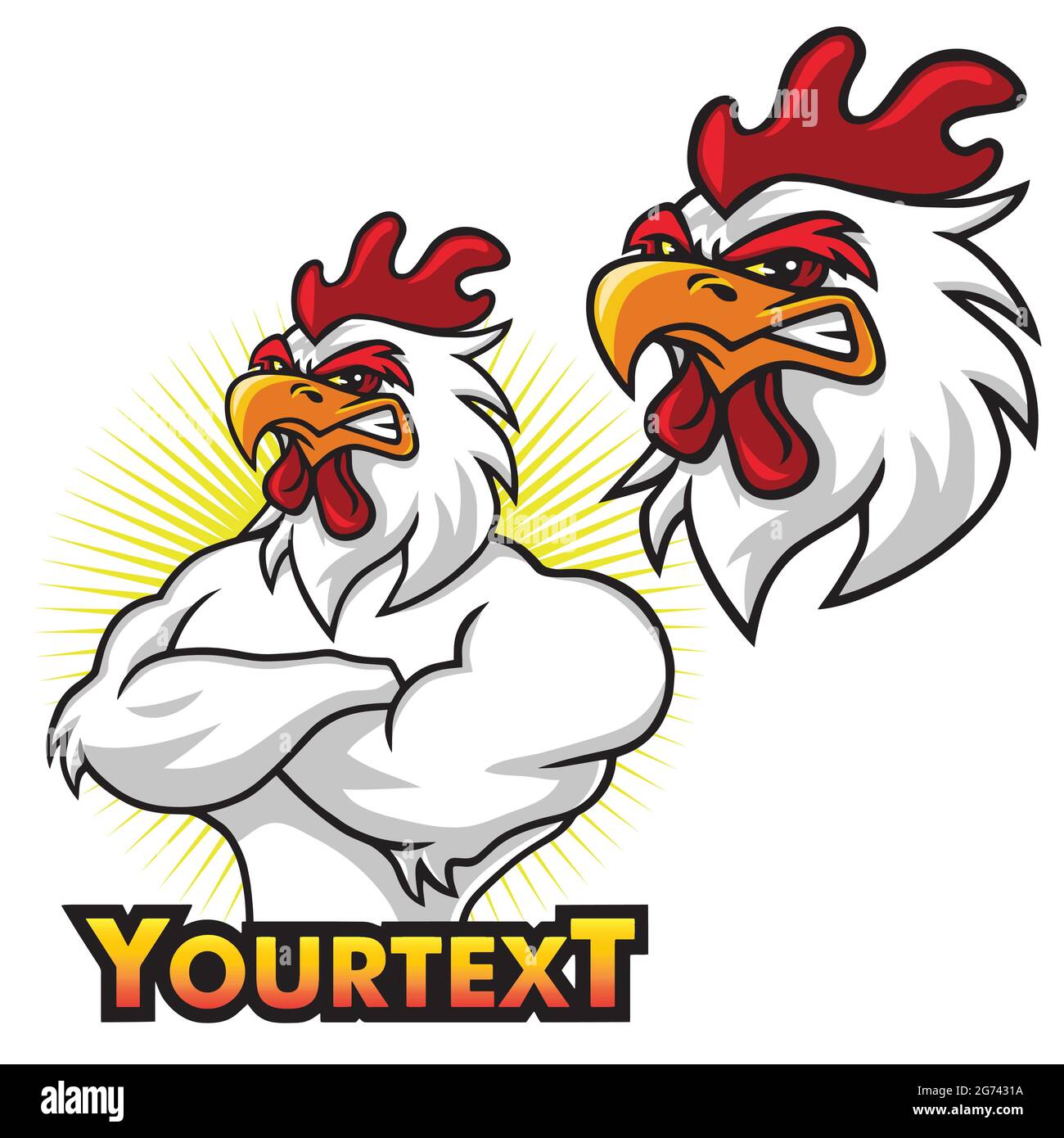 Angry Rooster Mascot Logo Set Premium Vector Collection Cartoon ...