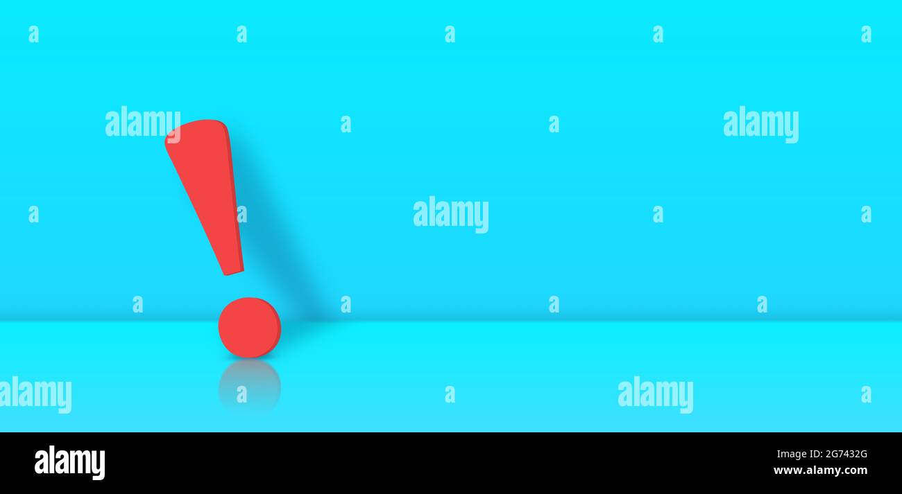 Red exclamation mark In Blue background. Three-dimensional Exclamation ...