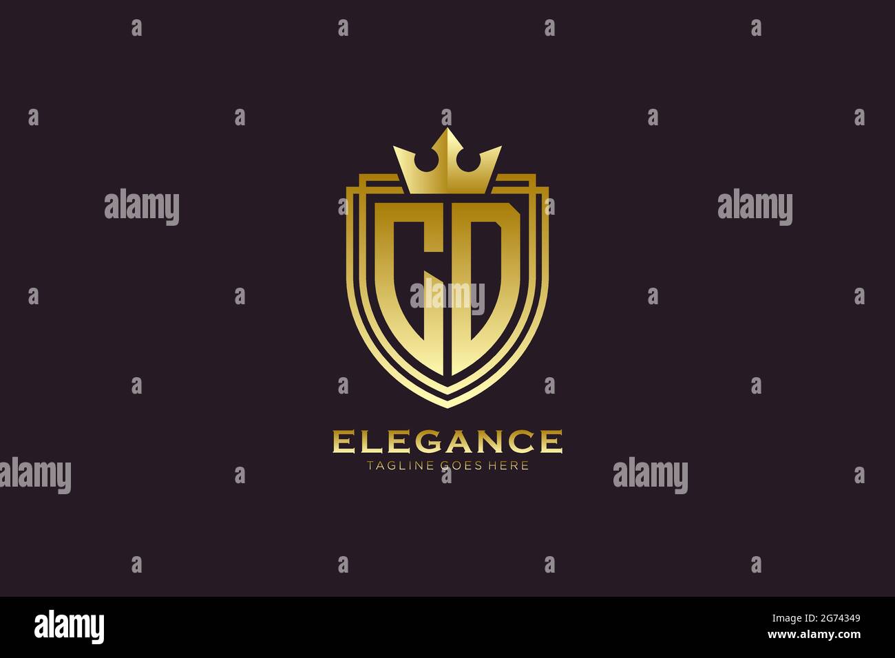 CD elegant luxury monogram logo or badge template with scrolls and ...