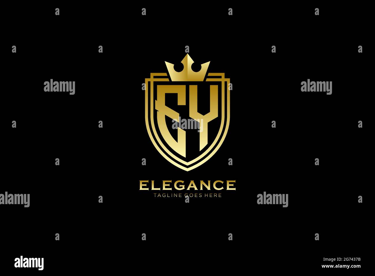 EY elegant luxury monogram logo or badge template with scrolls and ...