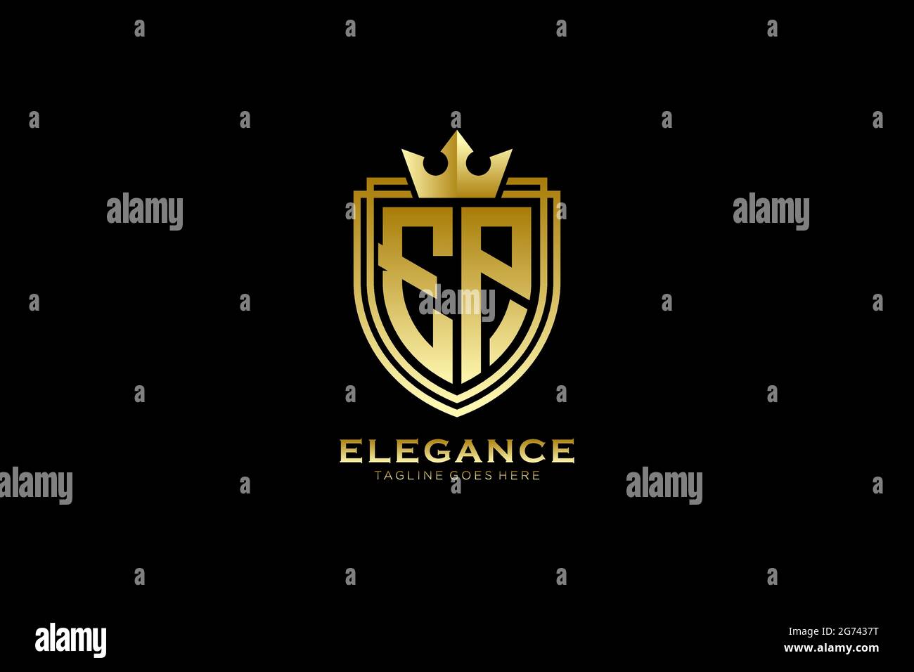 EP elegant luxury monogram logo or badge template with scrolls and ...