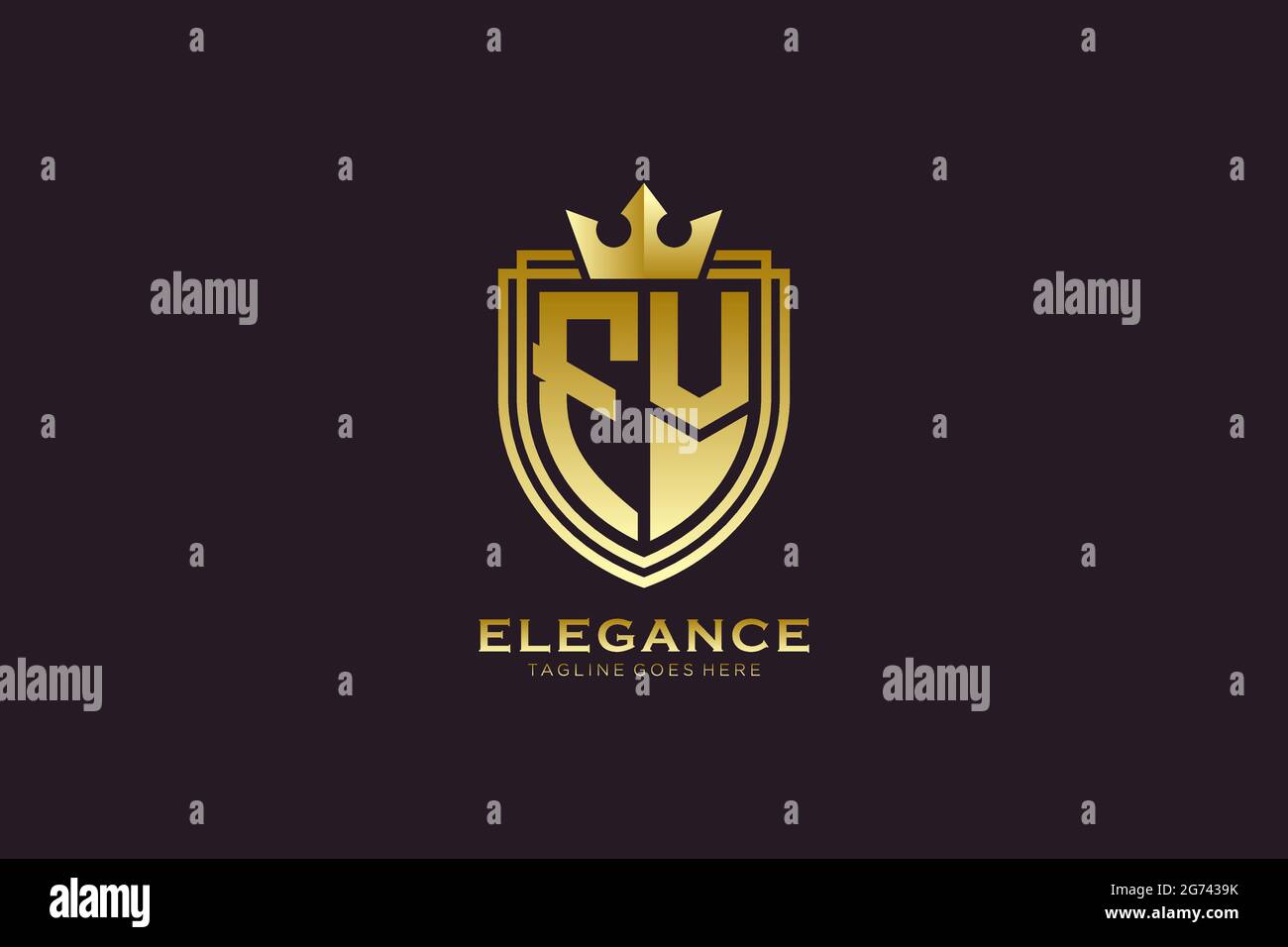 FV elegant luxury monogram logo or badge template with scrolls and ...