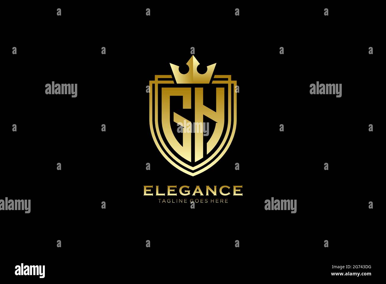 GH elegant luxury monogram logo or badge template with scrolls and ...