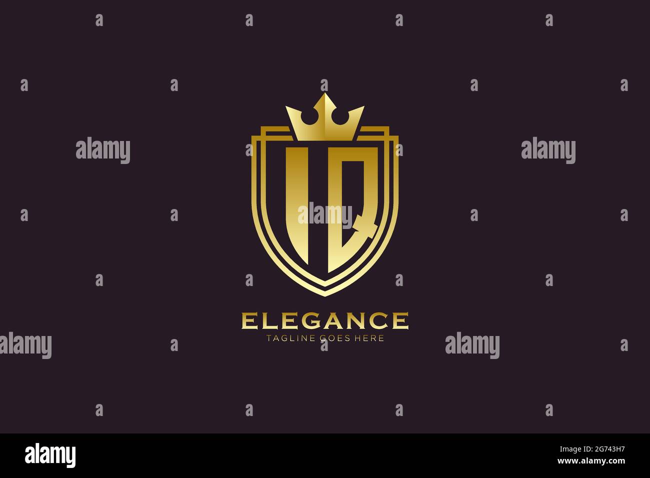 IQ elegant luxury monogram logo or badge template with scrolls and royal crown - perfect for ...