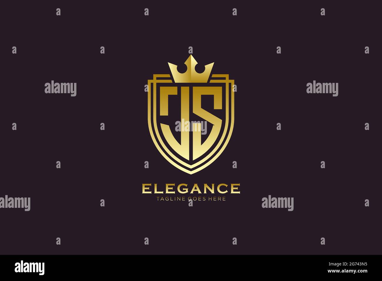 JS elegant luxury monogram logo or badge template with scrolls and ...