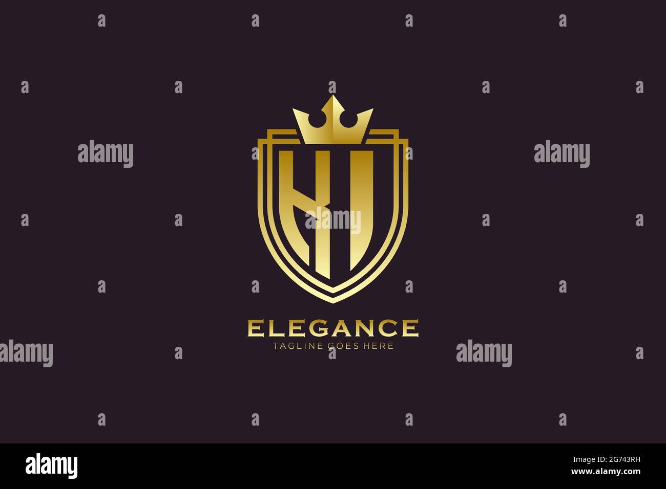 KI elegant luxury monogram logo or badge template with scrolls and ...