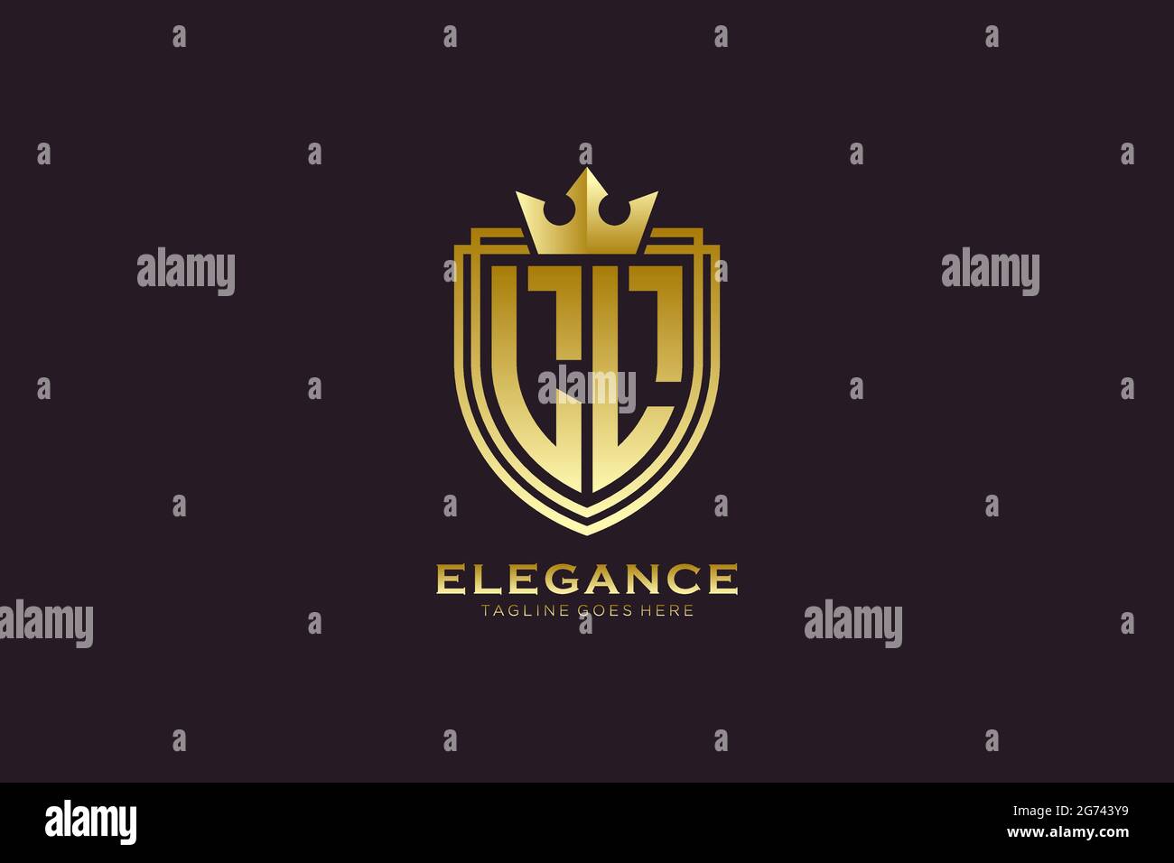 LL elegant luxury monogram logo or badge template with scrolls and ...
