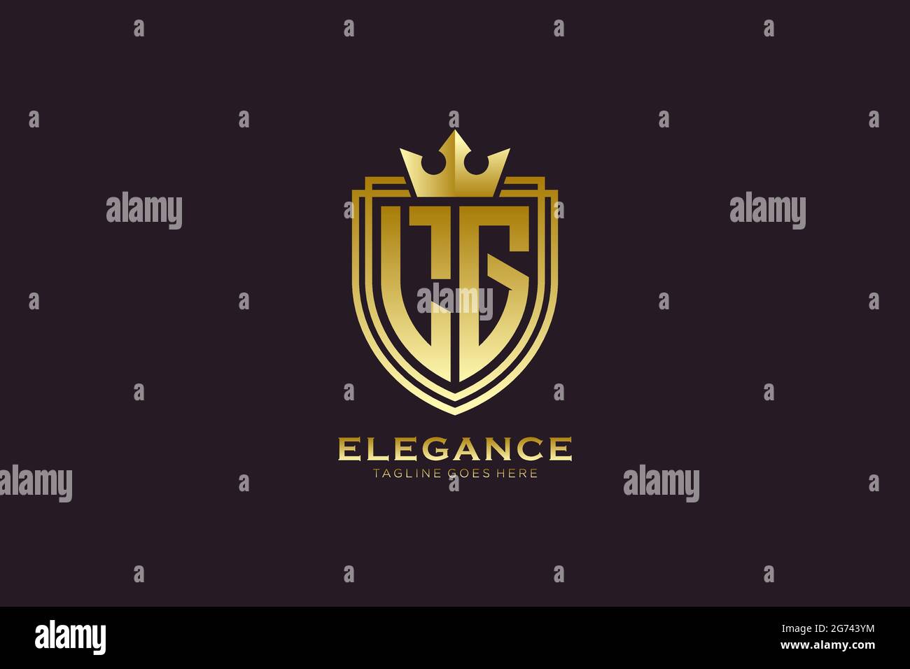 LG elegant luxury monogram logo or badge template with scrolls and ...