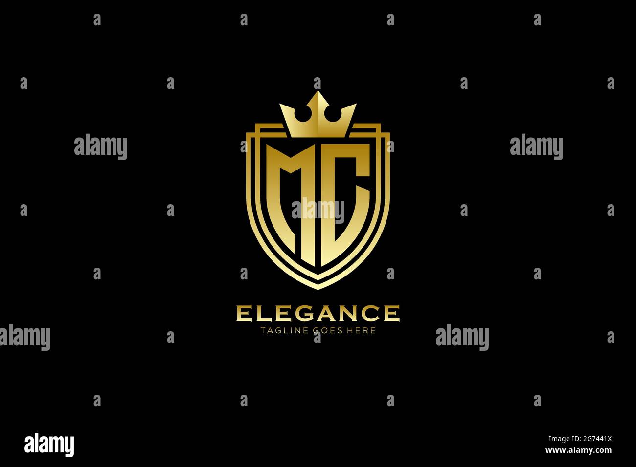 MC elegant luxury monogram logo or badge template with scrolls and ...